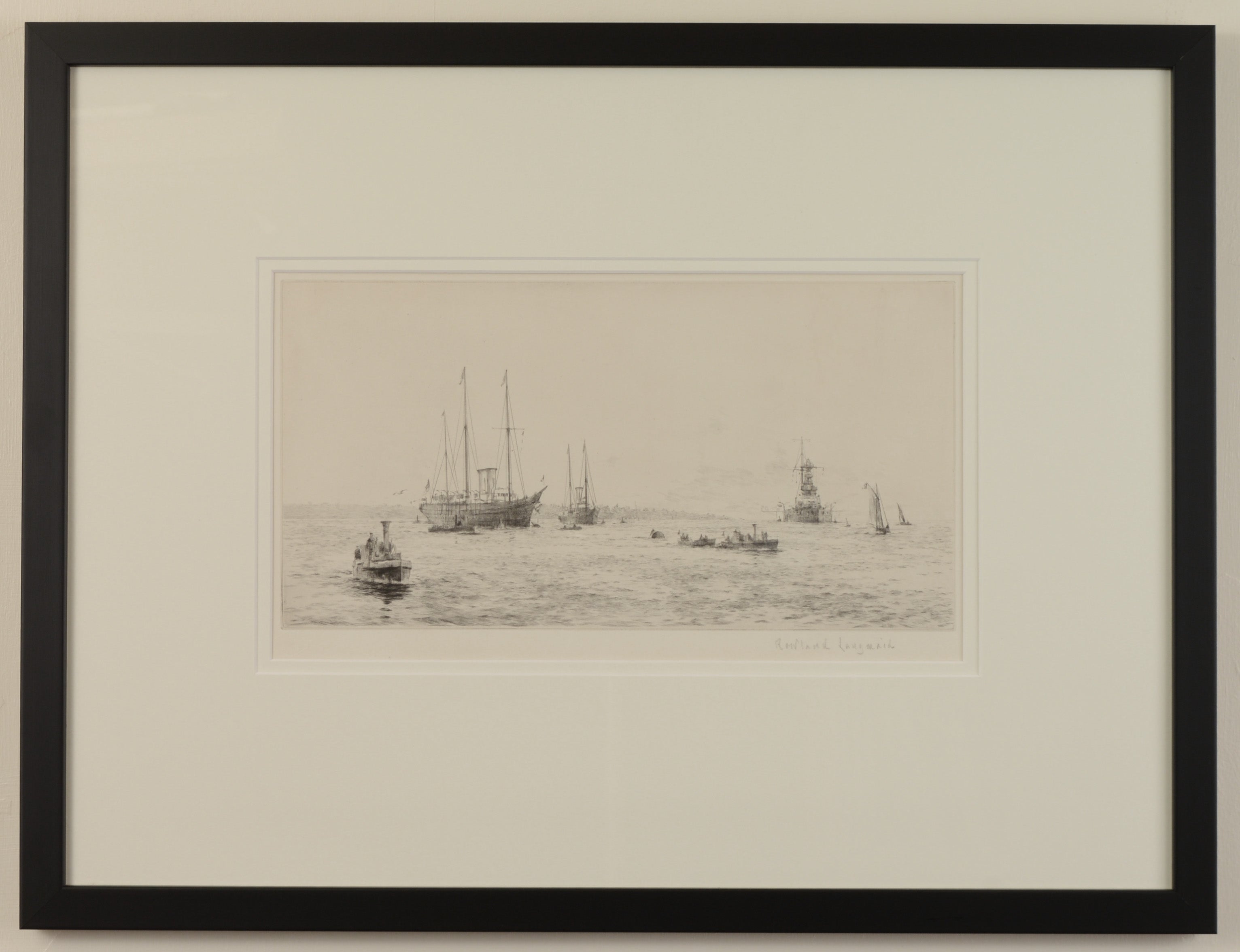 The King's Yacht in the Solent - Signed Etching by Rowland Langmaid ...